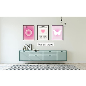 Pink Gradient Aura Angel Numbers Posters Sets for Room Aesthetic Spiritual Affirmation Canvas Wall Art Positive Energy Painting Y2k Butterfly Pictures Trendy Wall Decor for Bedroom 12x16in Unframed