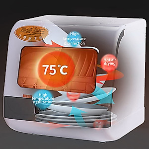 Portable Countertop Dishwasher, 3 Washing Programs Dishwasher, 1200W Mini Dishwasher Small Apartments, 360-Degree Water Spray for Deep Cleaning of Dishes, Suitable for Homes Apartments & Caravans