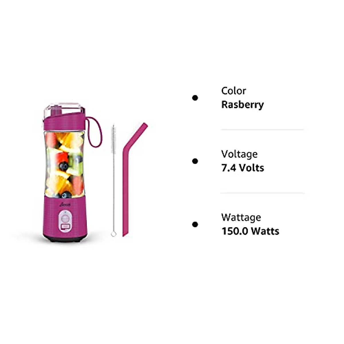 Personal Size Blender Smoothies and Shakes, Aoozi Portable Blenders, Mini Blender USB Rechargeable, Handheld Blender Sports,Travel and Home (Rasberry)