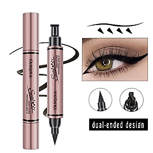 Jumbo Dual Ended Eyeliner, High-Capacity Liquid Black Winged Cat Eye Stamp & Liner Pen, Waterproof Makeup Tool for Women