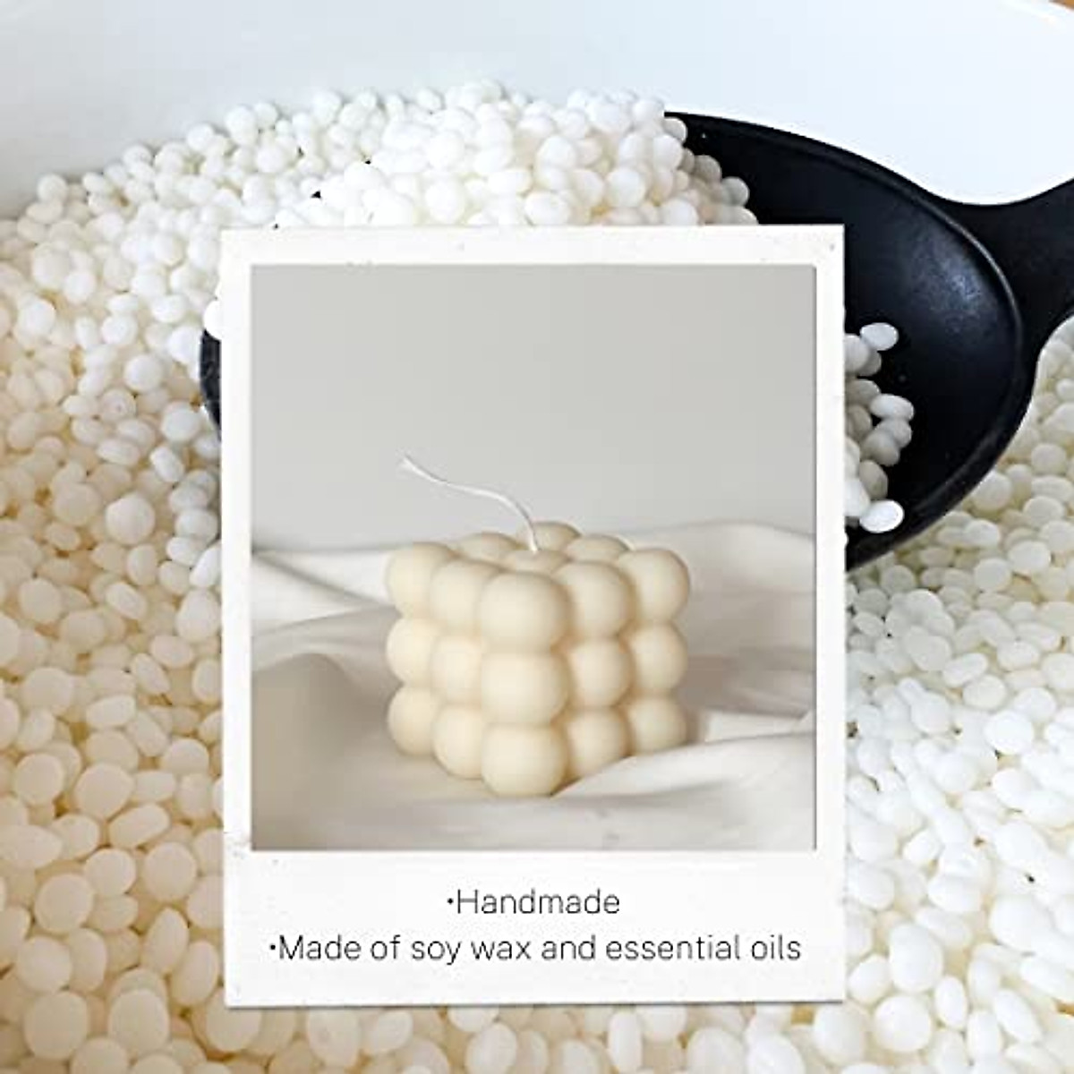 Scented Cube Candle, Bubble Candle, Cube Candle, Candle Sticks, Scented Candle, Decorative Candle, Natural Soy Wax, Housewarming Gift (White)