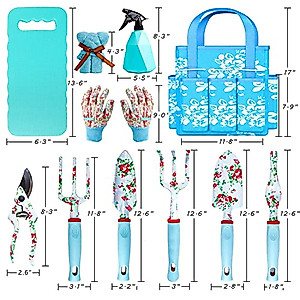 Gardening Tools Set WANCHI 11 Piece Heavy Duty Floral Garden Tool Set Gardening Gifts for Women Men Birthday Rust-Proof Aluminum Gardening Hand Tools Gardening Kit with Storage Tote Bag Organizer.