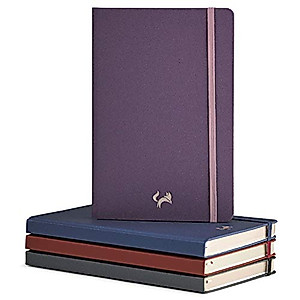 Jumping Fox Design Premium A5 Dotted Journal Hardcover Notebook, Medium 5.6 x 8.4 inches, 120gsm Thick Paper, Numbered Pages, Inner Pocket, Unique Leatherette, Satin Purple