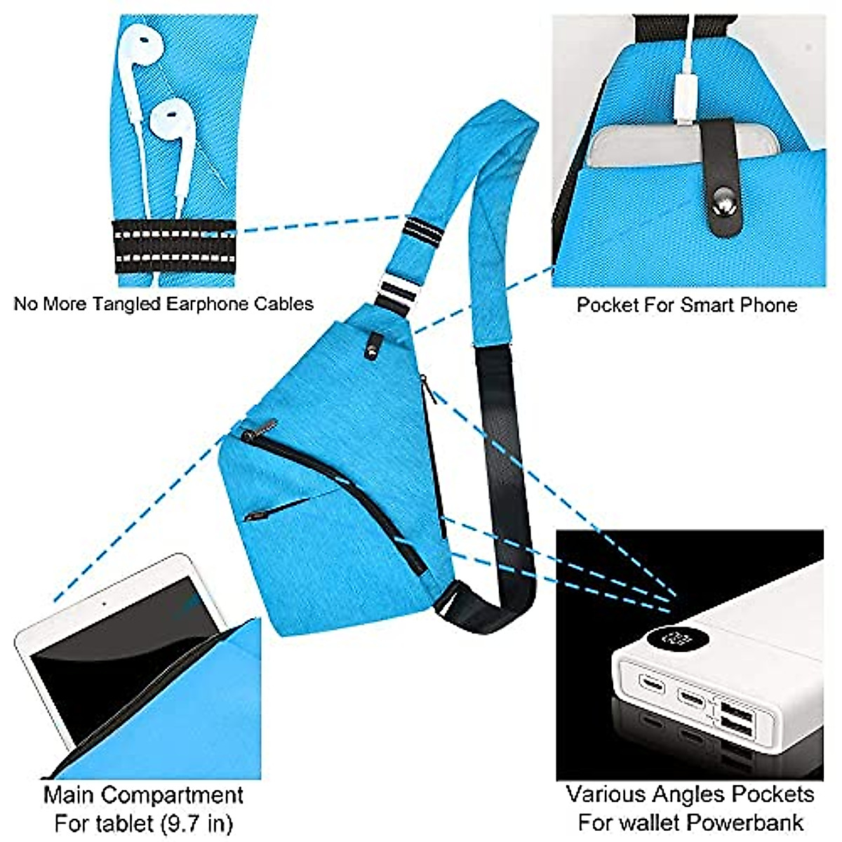 OSOCE Anti-Theft Waterproof Shoulder Backpack Sling Chest Crossbody Bag Cover Pack Rucksack Bicycle Sport