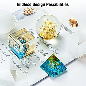 Resin Molds Silicone Kit, 8 in 1 Silicone Molds for Epoxy Resin, Large Resin Molds for Flowers Preservation, Ideal Resin Starter Kit Including Hexagon, Heart, Sphere, Pyramid, Cube and Set Tools