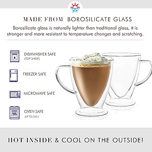 JoyJolt Declan Irish Double Wall Insulated Glass Espresso Mugs (Set of 2) -5-Ounces.