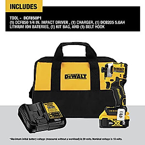 DEWALT DCF850P1 ATOMIC 20V MAX* 1/4 in. Brushless Cordless 3-Speed Impact Driver Kit