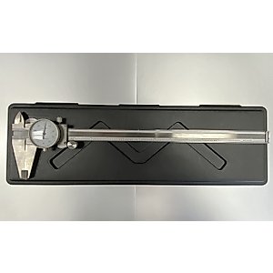 Dial Caliper, 0.1" per Rev, 0-12" Range, 0.001" Accuracy, White Face, Fitted in Platic Case