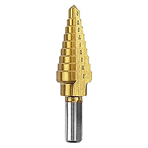 PRECIHW 9 Sizes Titanium Step Drill Bit, 1/4 to 3/4 Inches High Speed Steel Step Drill Bits for Hole Drilling, HSS Multi Size Step Drill Bits for Metal, Aluminium and Wood