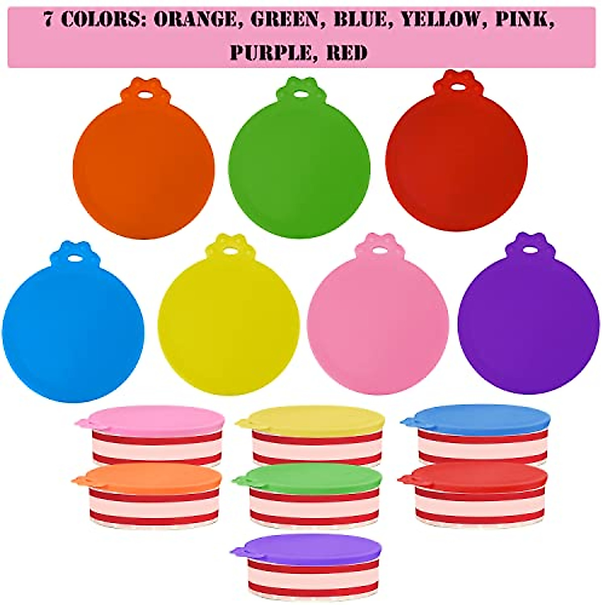 AQSXO 7 Pcs Food Can Lids Pet Can Covers, Silicone Small Pet Food Can Lids Covers for 3 oz 2.5 oz Cat Food Cans.