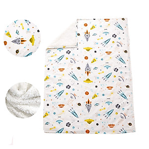 Brandream Baby Boys Crib Bedding Sets Outer Space Nursery Bedding Rocket & Planet 6 Piece Galaxy Cradle Blanket Set Baby Infant Newborn Navy White Cotton Bedding