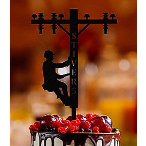 Lineman birthday Cake Topper- Personalized Lineman retirement cake topper, custom line worker cake topper, wire worker cake topper, JOURNEYMEN