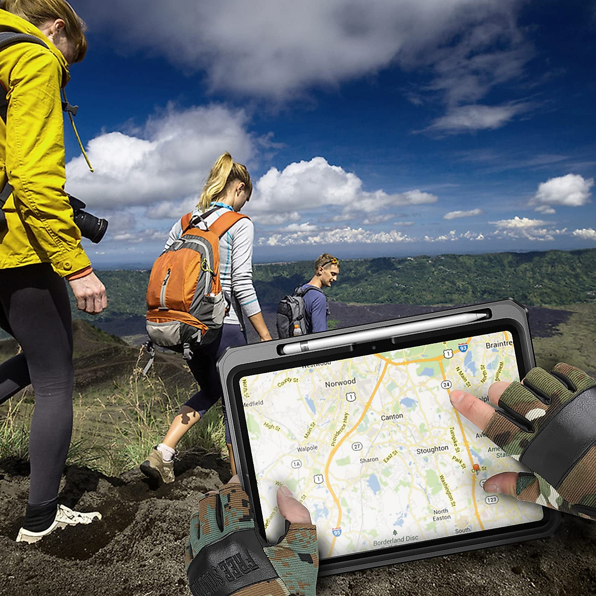 Fintie Case for iPad 10th Generation 10.9 Inch 2022 - [Tuatara Magic Ring] 360 Degree Rotating Grip Stand Shockproof Rugged Cover with Screen Protector and Pencil Holder, Black