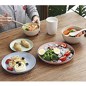 BUBERO Small Kids Bowls Set of 5, Plastic Bowls Reusable Wheat Straw Cereal Bowls for Snack, Side Dishes, Microwave Safe Mini Bowls