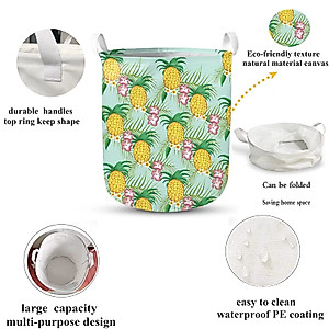 Daulesho Llama Cactu Green with Flowers Laundry Hamper College Girl Teens Collapsable Heavy Duty with Handles Tote Dirty Clothes Basket Storage Bins Basket for Bedroom Living Baby Room