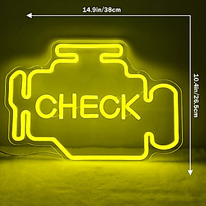 JianJung Check Engine Light Neon Sign Check LED Sign Dimmable Neon Light Up Sign for Man Cave Bedroom Garage Room Auto Repair Shop Studio Neon Wall Sign Decor Gifts for Men