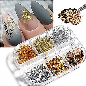 Nail Glitter Gold Silver Gold Foil Wire Platinum Fragments 6 Box Nail Jewelry for Nail Gel Decoration Gives a Different Style
