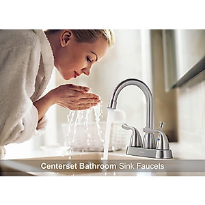 ARCORA 2 Handle Modern Bathroom Faucet Brushed Nickel, 4 Inch Centerset Bathroom Faucet with Drain Assembly and Supply Hoses, 3 Holes Faucet for Bathroom Sink