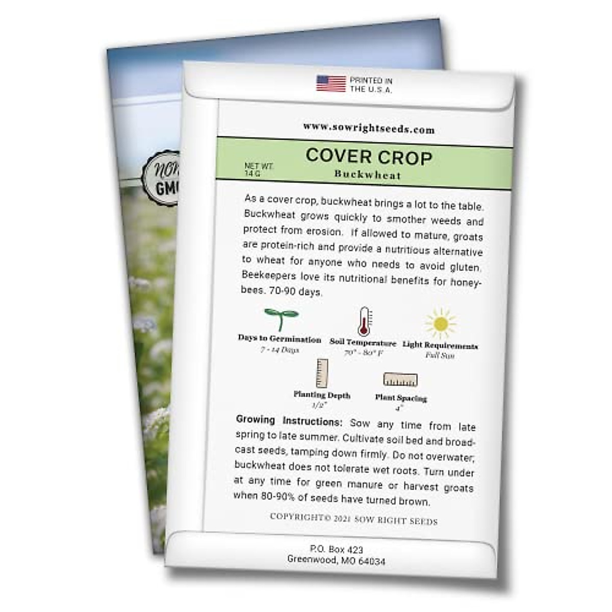 Sow Right Seeds - Annual Buckwheat Seed for Planting - Cover Crops to Plant in Your Home Vegetable Garden - Enriches Soil - Suppresses Weeds - Helps Erosion - Non-GMO Heirloom Seeds - Gardening Gift