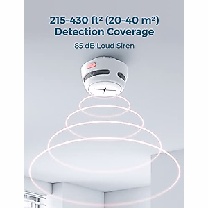 Smoke Detector 10-Year Battery with Test/Silence Button, AEGISLINK Fire Alarm with Photoelectric Sensor, Low Battery Warning, S500 (Independent, 1-Pack)