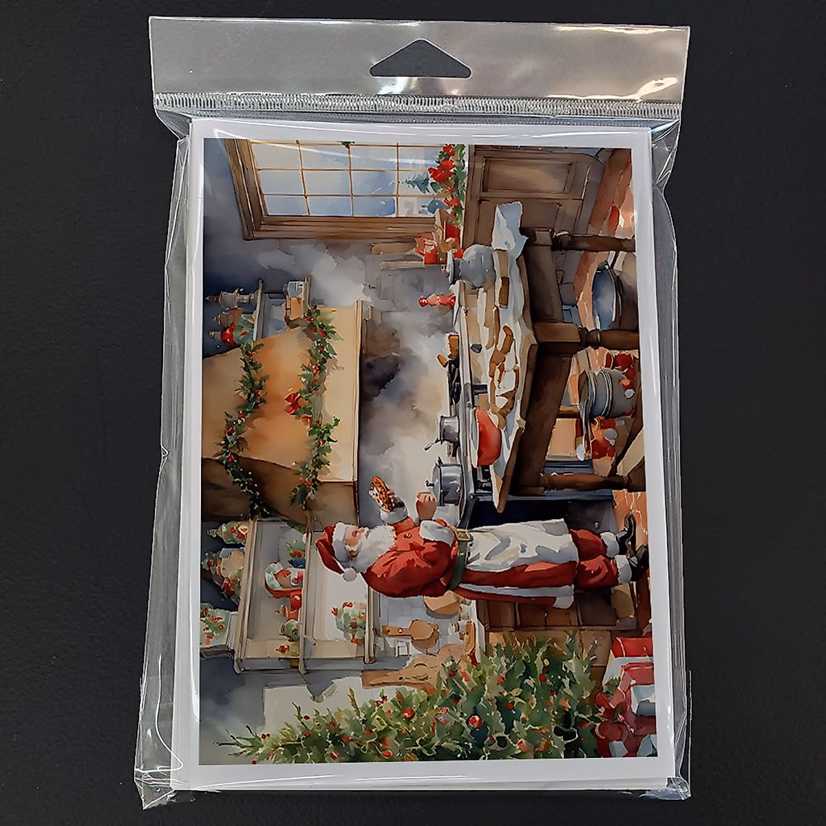 Caroline's Treasures DAC3308GCA7P Cookies with Santa Claus Greeting Cards Pack of 8 Blank Cards with Envelopes Whimsical A7 Size 5x7 Blank Note Cards