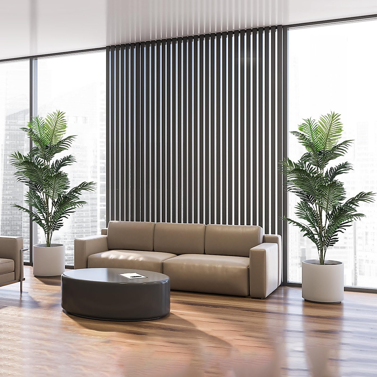 Ruopei 5ft Artificial Palm Trees for Outdoor 2 Pack - Tall Fake Tree for Living Room Faux Large Floor Plant Tropical Plants Indoor with Pot Office Home Bedroom Decor