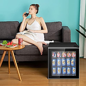 ARLIME Mini Fridge, Drink Cooler, 60 Can, Beverage Refrigerator with Glass Door, Removable Shelves for Soda Beer Wine, Small Drink Refrigerator for Bedroom, Office, Home Kitchen, Bar, 3.2 Cu. Ft.