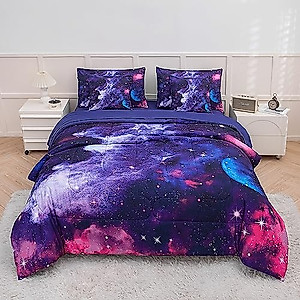 Galaxy Bedding Full Comforter Set for Boys, Bedding Comforter Sets 7 Pieces Full Size Bed Sheets and Comforter Set,Comforter Full Size Set for Boy Girl All Season