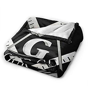 YongColer Soft Sherpa Flannel Fleece Throw Blanket Cloak for Bed Couch Sofa Chair Dorm, King Size Wearable Blanket (Masonic Faith Hope and Charity Freemason Logo Black, 50x60 Inch)