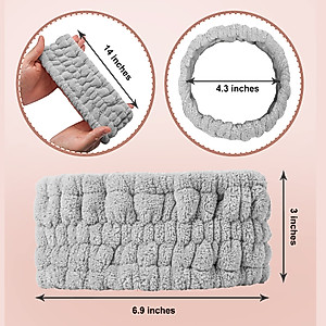 2 Pcs Spa Headband for Washing Face Wash Headband Makeup Headband For Washing Face Skincare Headbands for Women Hair Band for Washing Face Facial Headband and Spa Wrap Towel Spa Stuff (Black , Grey)
