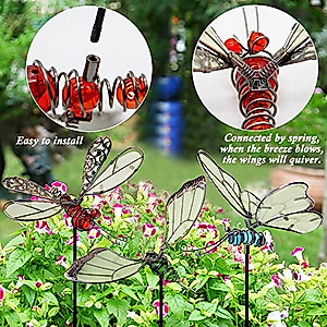 Juegoal 20 Inch Butterfly Garden Stakes Decor, Dragonfly Stakes, Hummingbird Glow in Dark Metal Yard Art for Mom, Mothers Day Ideal Gifts, Indoor Outdoor Lawn Pathway Patio Ornaments, Set of 3