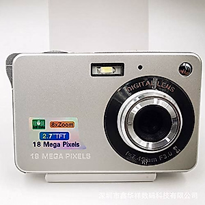 Explopur Digital Camera Mini Pocket Camera 18MP 2.7 Inch LCD S n 8X Zoom Smile Capture Anti-Shake with Battery