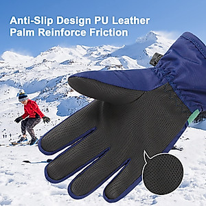 AMZTNLL Kids Winter Snow Ski Gloves Waterproof Cute Warm Gloves for Boys Girls Snowboard Gloves Outdoor Gloves Windproof