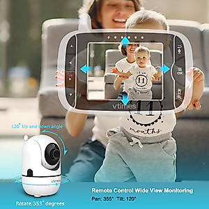 VTimes Video Baby Monitor with Camera and Audio, 3.2" Color LCD Scree, Remote Pan-Tilt-Zoom, Baby Monitor Camera, Infrared Night Vision, Temperature Display, Lullaby, Two Way Audio and VOX Mode