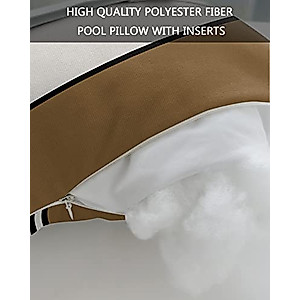 Recliner Head Pillow Ledge Loungers Chair Pillows with Insert Abstract Gemoetric Art Brown Color Block Lumbar Pillow with Adjustable Strap Outdoor Waterproof Patio Pillows for Beach Pool, 2 PCS