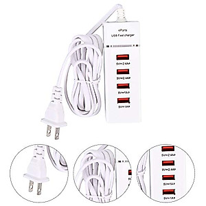 Scicalife Desktop USB Charging Station 4 Ports USB Charger Portable Fast Charging Surge Protector Power Strip for Smartphone Tablet Laptop Computer(White,US Plug)