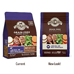 Supreme Source Grain Free Protein Dog Biscuits, Lamb Meal & Sweet Potato Recipe, 1 Pound Bag