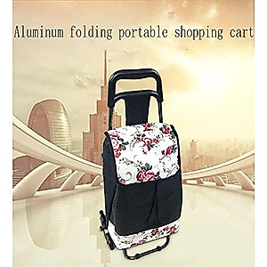 Shopping Trolley on Wheels Multi Function Shopping Cart Trolley On Wheels with Seat Fold Down Seat Lightweight Stair Climbing Cart with Removable Waterproof Oxford Cloth Bag Storage Hand Trucks,Sho