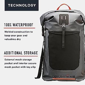 Grundéns Bootlegger Roll Top Backpack | Waterproof, 30L, Anchor