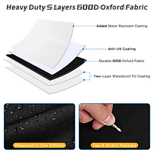 WardWolf Snow Blower Cover, Fit Most Electric Two Stage Snowblowers, 600D Heavy Duty Universal Snow Thrower Cover Waterproof, Windproof, Sunproof with Air Vent and Buckle Strap, Black