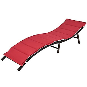 Tangkula 2 Pieces Patio Rattan Chaise Lounge, Outdoor Wicker Lounge Chair, Foldable Chaise Lounge, Suitable for Poolside, Garden, Balcony