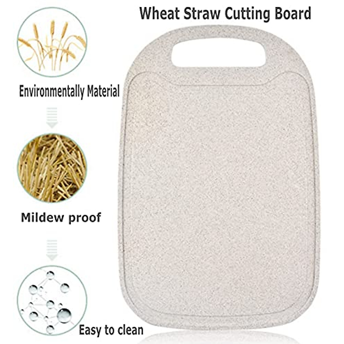 3 Pack Mini Kitchen Cutting Board Set Small Fruit Cutting Board Wheat Straw Plastic Cutting Boards Mats Dishwasher Safe, Juice Grooves, Thicker Boards Easy Grip Handle, Non Porous(13 Inch x 8.5 Inch)