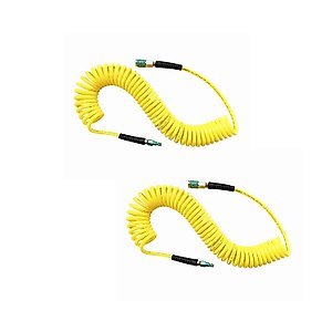 SANFU (PU) Polyurethane Recoil Air Hose 1/4”ID x 25ft with Bend Restrictor,1/4” Industrial Steel Quick Coupler and Plug, 2-Pack
