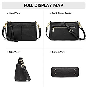 Kattee Small Genuine Soft Leather Crossbody Handbags for Women Wallet Shoulder Bag Clutch Wristlet Purse