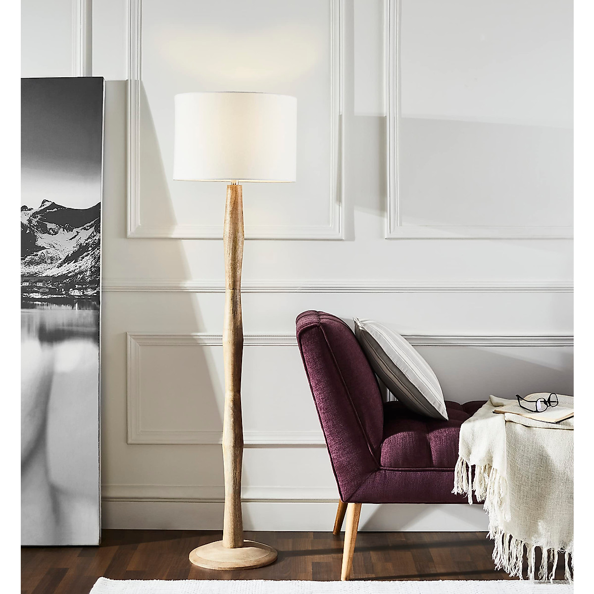 SAFAVIEH Lighting Collection Brodie Farmhouse Coastal Natural Wood 60-inch Floor Lamp (LED Bulb Included)