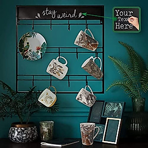 Large Wall Mounted Mug Rack (23"/Black) 3 Rows Coffee Mug Holder with 13 Hooks-Black Kitchen Display Organizer and Storage Hanger