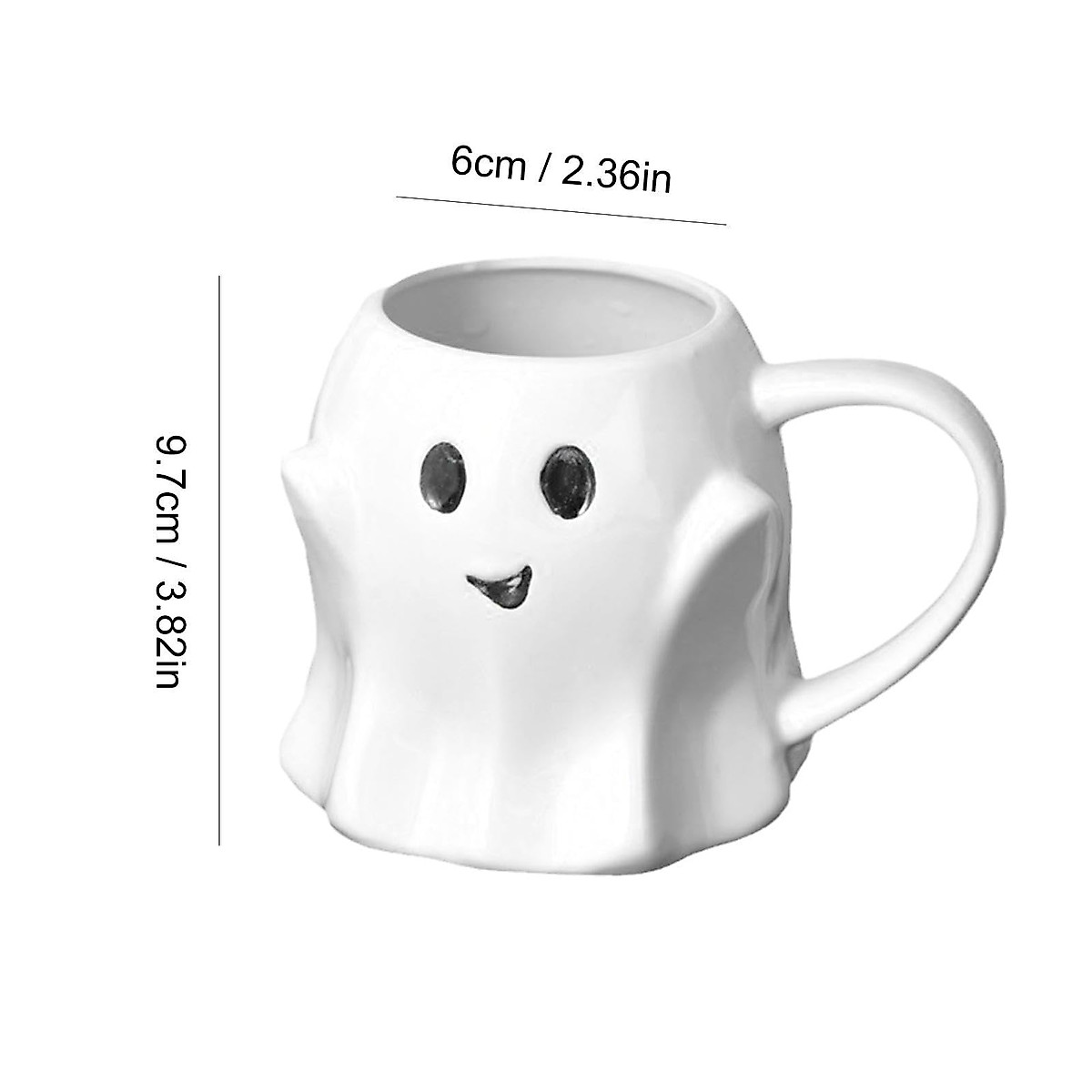 Apujent Cute Halloween Ghost Mug,440ML Ghost Mug Coffee, Cartoon Ghost Mug, Halloween Ghostshape Decor Mugs,Cute Halloween Mugs,Ghost Shaped Cup, Ceramic Ghost Mug Decor,For Women, Men, Teens