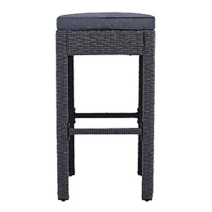 OPTOUGH 5-Piece Rattan Outdoor Patio Furniture Set Bar Dining Table with 4 Stools, Cushion+Gray Wicker