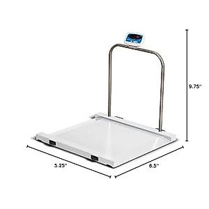 Brecknell Wheelchair Scale, 1000 lb Capacity, LCD Display, Easy & Simple to Use, Steel Construction, Low Profile, Handles & Wheels, Battery or AC Power