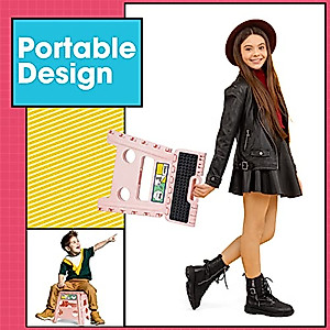 Uinicor 13" Folding Step Stool for Adults and Kids Holds Up to 300 lbs,Non-Slip Folding Stools with Handle, Compact Plastic Foldable Step Stool for Bathroom,Bedroom, Kitchen,Sakura Pink 1pc